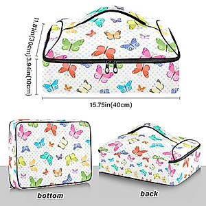 Kcldeci Insulated Thermal Food Carrier Insulated Casserole Carrier for Hot or Cold Food,Butterflies Insulated Tote Bag for Potluck Cookouts Parties Picnic,Lasagna Lugger