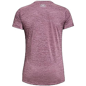 Under Armour Womens Tech V-Neck Twist Short-Sleeve T-Shirt, (501) Misty Purple/White/Metallic Silver, X-Large