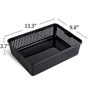 Eslite A4 Size Plastic Storage Basket,Desktop File Paper Letter Organizer Tray, 6-Packs (Black)