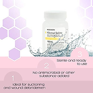 Normal Saline 100 mL. 0.9% Sodium Chloride. Case of 48 Irrigation Solutions for Irrigation of Devices. Sterile Wound Care Solution Bottle. DO NOT Ship to California