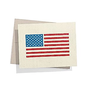 Twigs Paper - American Flag Note Cards - 12 Blank Patriotic Greeting Cards With Envelopes - Eco Friendly Stationery - 5.5 x 4.25 Inch - Made In USA