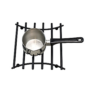 Dependable Industries Modern Sleek Euro Square Heavy Weight Steel Black Decorative Design Kitchen Trivet Protect Tables and Countertops from Hot Pots Trays and Pans