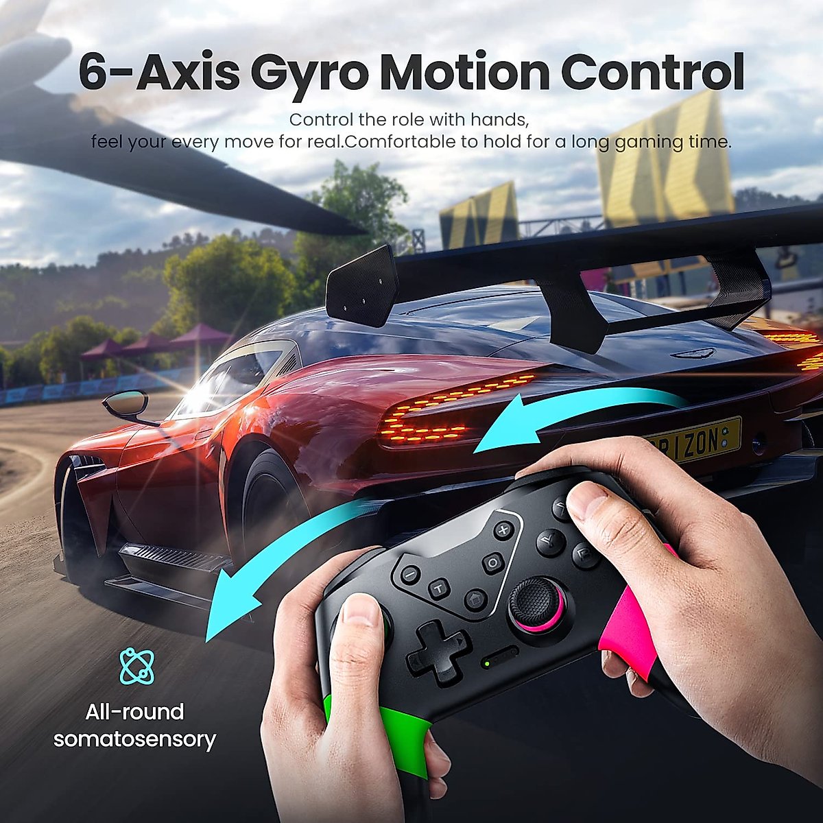 VOYEE Switch Controllers Compatible with Switch/Lite/OLED, Programming Wireless Pro Controller with Motion Control, Vibration, Wake-up, Turbo, Screenshot
