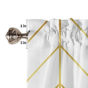 Window Valance Light Filtering Valances Curtains Modern Chevron Geometric White and Gold Lightweight Window Treatment Rod Pocket Valances for Living Room/Kitchen,54 x 18 Inch,1 Panel