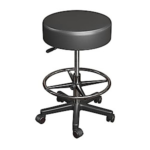 Luxton Ergonomic Rolling Stool -Double Padding and Memory Foam Adjustable Medical Spa Stool, Desk Stool Chair with Swivel Rolling Chair, Black with Wheels, Easy Set up