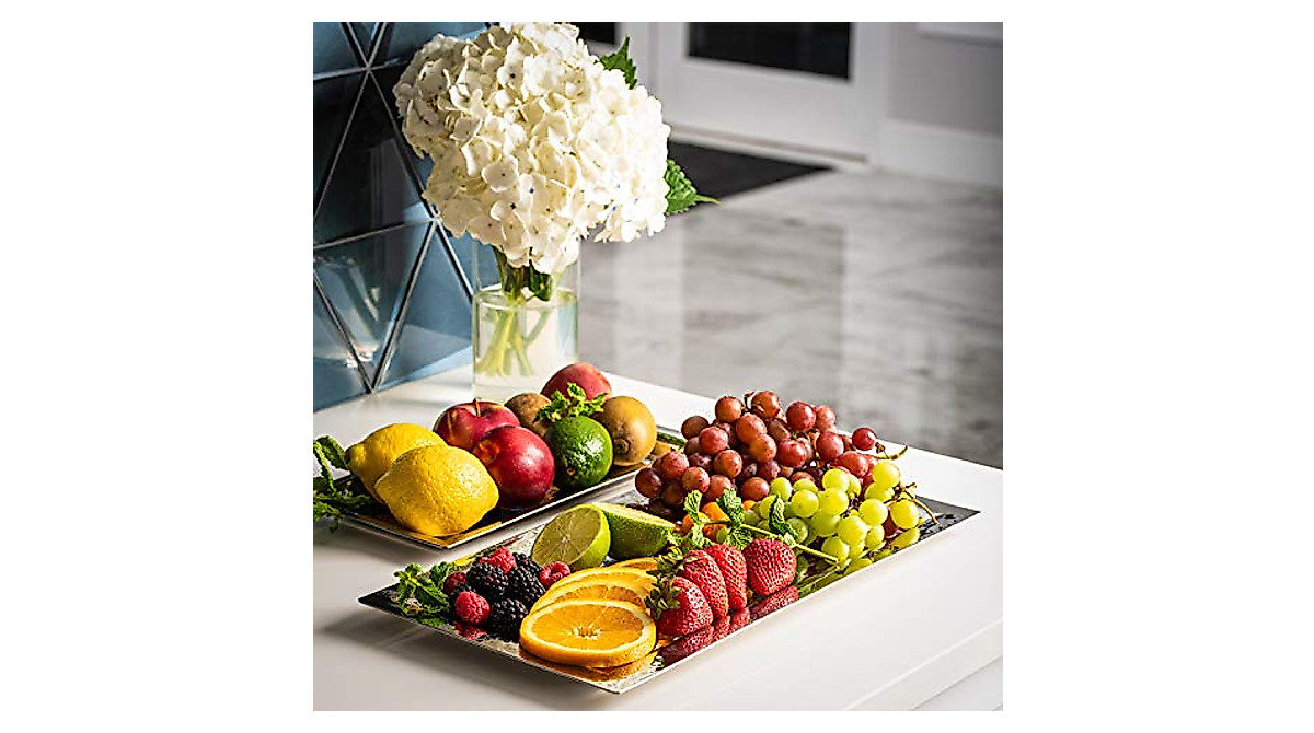 Colleta Home Silver Hammered Trays - Stylish Serving Trays