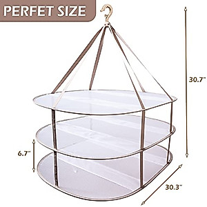 Sweater Flat Mesh Stackable Laundry Drying Rack, Lay Flat Dryer for Delicates, Portable Dry Rack for Indoor and Outdoor, 3 Tier Foldable, Beige