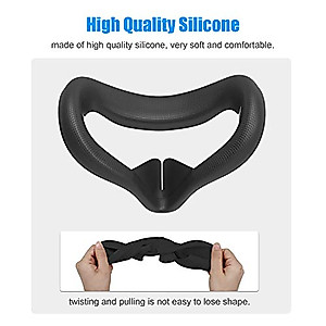 UR Pinson Silicone VR Face Cover Mask for Oculus Quest 2 VR Headset Face Cushion Cover Sweatproof (Black)
