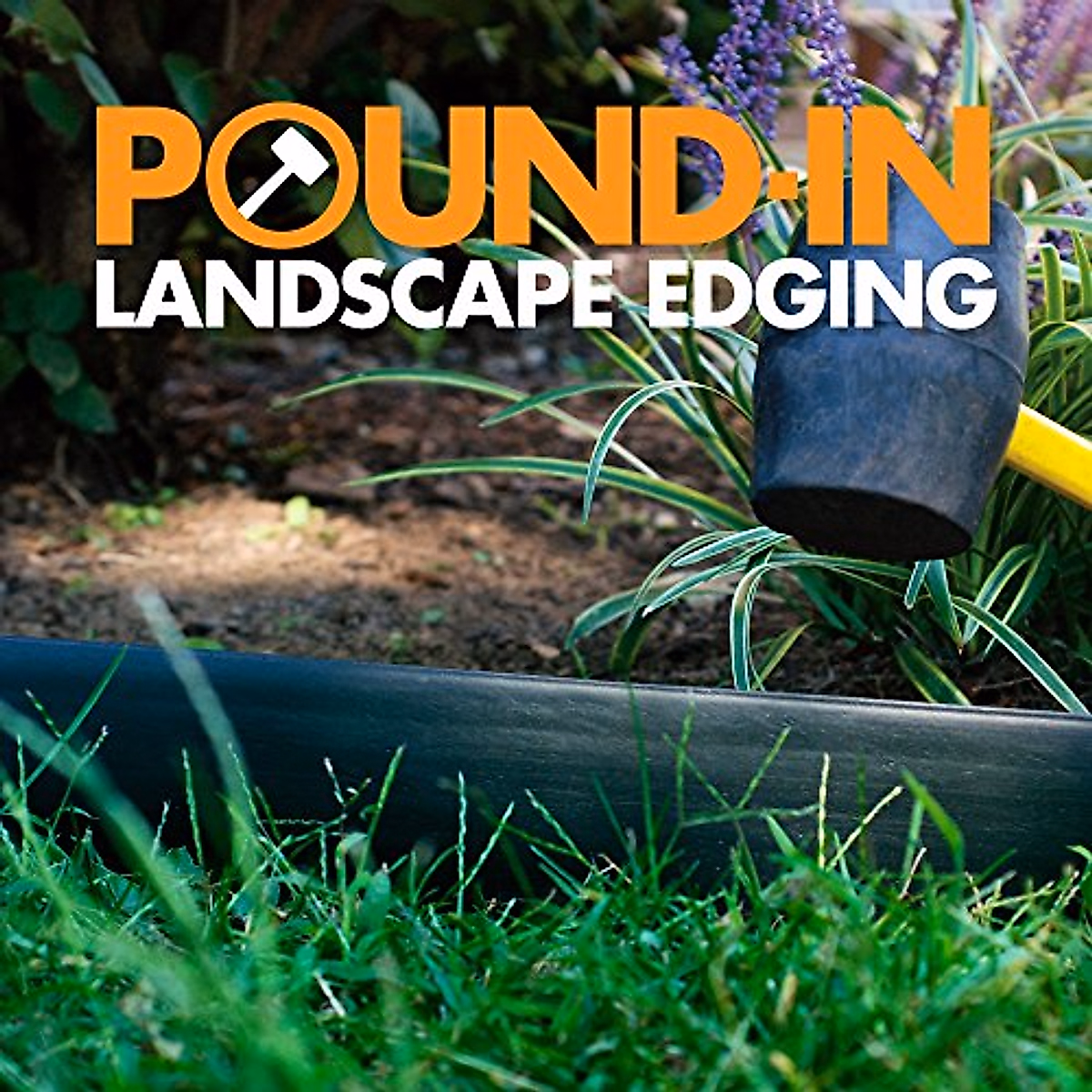 EasyFlex Pound-in Landscape Edging with Anchoring Stakes, 4.5 in. Straight Top Plastic Garden Border, 20 Foot Kit, Black, (3500-20C-3)