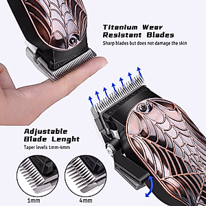 Hair Clippers Cordless Hair Trimmer for Men Barber Clippers with T-Blade Beard Trimmer 6 Guide Combs Fast-Charge, Haircut Machine for Barbers Family