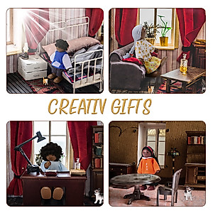 Skylety 20 Pcs Wooden Dollhouse Family Set of 16 Mini People Figures and 4 Pets, Wooden Dollhouse Dolls Family Cosplay Figures Accessories for Pretend Toy(Cute Style)