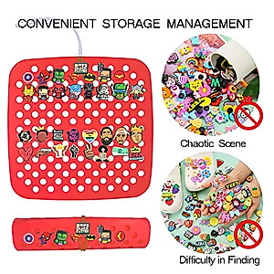 SHENGCHUANG croc charm organizer & storage Shoe Charms display Hanger Portable Hanging Charms Silicone Roll Bag Red(Croc Charms not Included)