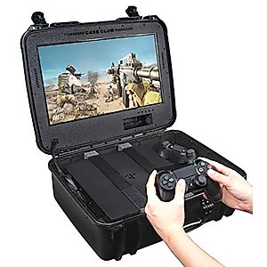 Case Club Gaming Station to fit Playstation 4. Portable Gaming Station with Built-in Monitor & Storage for PS4 Controllers & Games