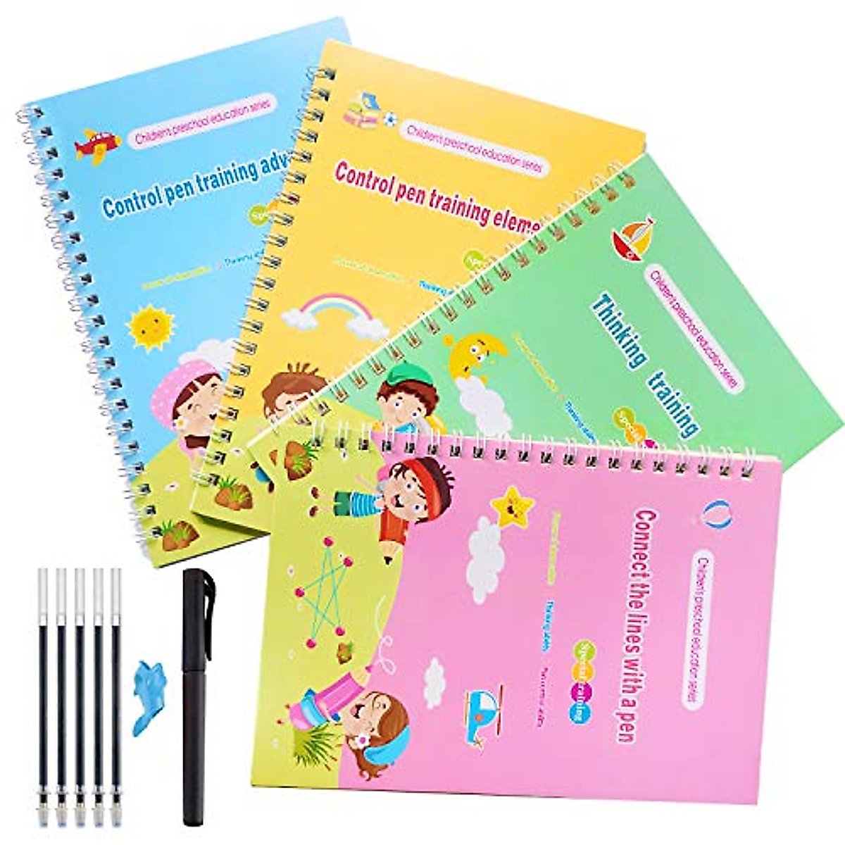 Magic Reusable Practice Copybook for Kids - Reusable Writing Practice Book for Improving Imagination and Logical Thinking Ability-4 PCS