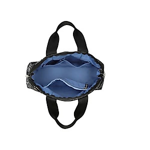 LeSportsac Pearl Plaid York Satchel Convertible Crossbody + Top Handle Handbag, Style 3561/Color E570, Sophisticated Modern Plaid - Black, Slate Grey & Ivory Pearl