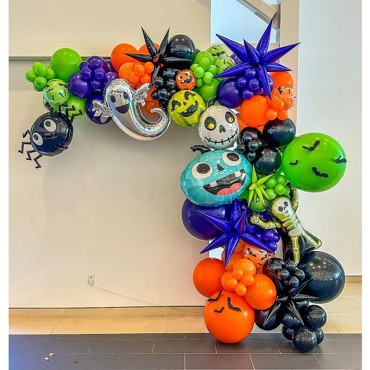 Halloween Party Balloons Decorations, 60PCS 12 Inch Black Orange Purple Green Balloons for Kids Halloween Birthday Bachelorette Party Decorations Supplies