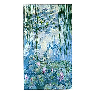 Snrfory Fingertip Towel, Monet Water Lilies Large Hand Towel for Bathroom Kitchen Spa (15.7x27.5 Inch)
