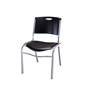 Lifetime 42830 Stacking Chair, Black with Silver Steel Frame, 4 Pack