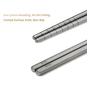 Pure Titanium Chopsticks 1 Pair with Carry Case, 9” Lightweight Reusable Chopsticks , Travel Utensils with Case Chopsticks, Non-Slip, Dishwasher Safe, Eco-Friendly, Portable, Grey, 2023 Gift