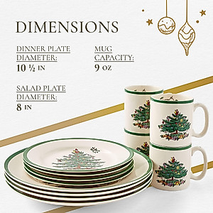 Spode Christmas Tree 12-Piece Dinnerware Set, Service for 4