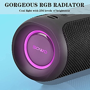 Portable Speaker, Wireless Bluetooth Speaker, IPX7 Waterproof, 25W Loud Stereo Sound, Bassboom Technology, TWS Pairing,16H Playtime, Speaker with Lights for Home Outdoor - Black+Pink