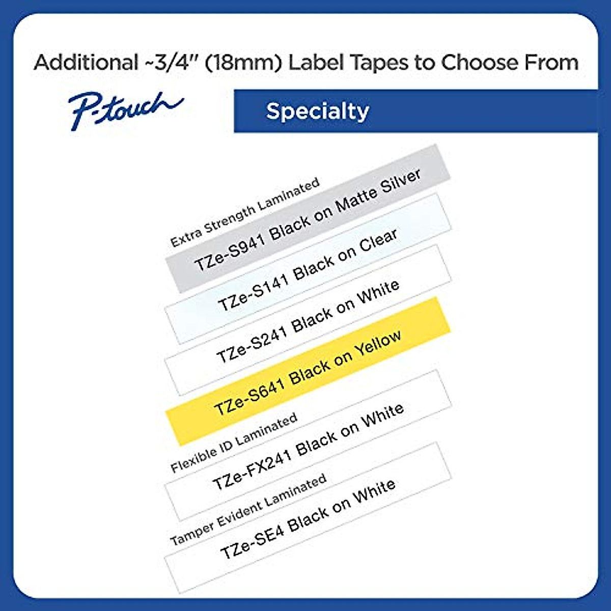 Brother Genuine P-Touch, TZe2412PK, 2 Pack of Label Tape, Black Font On White Label, TZe241,Black on White