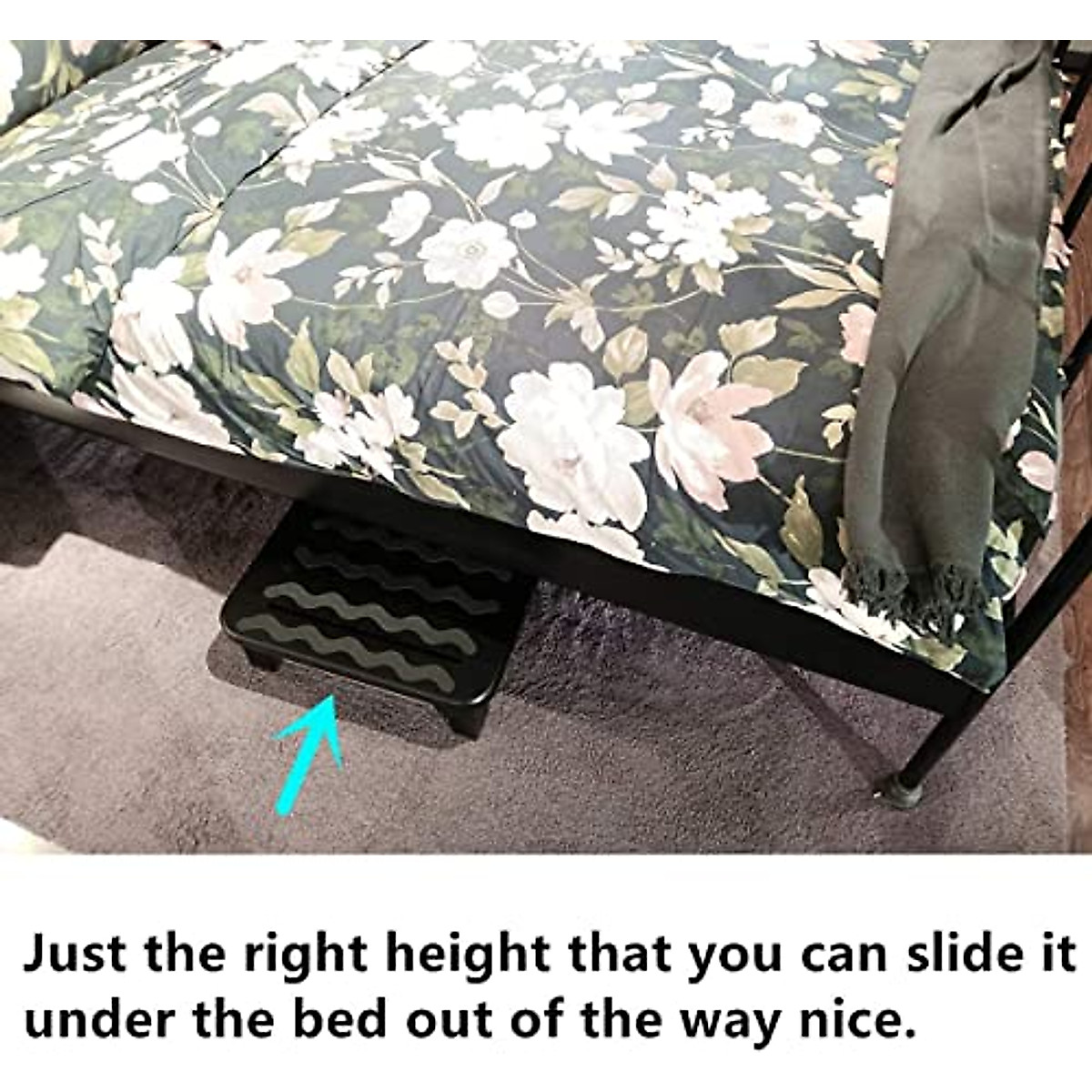 URFORESTIC Solid Wood Bed Step Stool Super Large/Bedside Steps for High Beds/Solid Wood Super Sturdy Hold Up to 500 LBS (Dark Walnut)