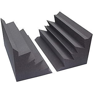 Color Acoustic Foam Bass Traps, Bulk 24” x 12” x 12” XL Soundproofing Studio Foam Bass Trap Bundle (4 Pack, Charcoal)