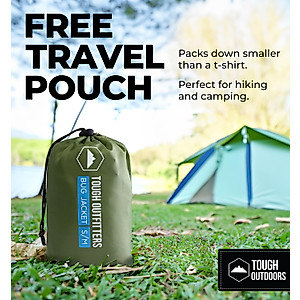 Tough Outdoors Mosquito Jacket - Bug Jacket with Hood for Men and Women - Mosquito Net Jacket for Gardening & Outdoor Protection from Bugs, Flies, Gnats - Green/Jacket Only, Small-Medium