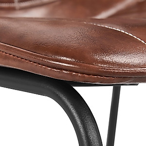 Yaheetech PU Leather Dining Chairs 18" Armless Chairs Indoor Upholstered Kitchen Dining Room Chairs with Metal Legs, Set of 2, Brown