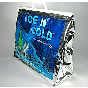 ICE N COLD Insulated Picnic/Shopping Cooler Bags (Pack of Five) for Groceries, Camping, Hiking, Beach, Travel | Lightweight Soft Collapsible | Large Capacity Hold 35lbs| Fast Same Day Shipping