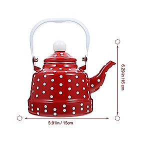 DEPILA Enamel Tea Kettle Stove Top Water Kettle 1L Coffee Kettle Stovetop Tea Kettle with Stainless Steel Filter Water Milk Warmer for Home Restaurant Kitchen Outdoor Red teapot