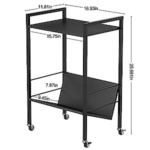 YBING Record Player Stand Black Record Player Table with Storage Up to 80 Albums Turntable Stand with Record Storage with Metal Frame and Wheels for Living Room Bedroom Office