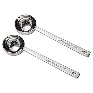 Dingq 30ml 2pcs Coffee Scoop,Stainless Steel Tablespoon, Long Handle Coffee Sugar Powder Tea Scoop,Measuring Spoons, Silver, eSd713146