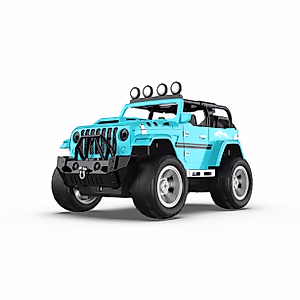 DEERC Remote Control Car with Fog Mist & Music, 1:16 Remote Control Truck for Boys, 2.4Ghz RC Car Toy with 2 Batteries, All Terrain SUV Gifts Crawler with Trailer Hitch