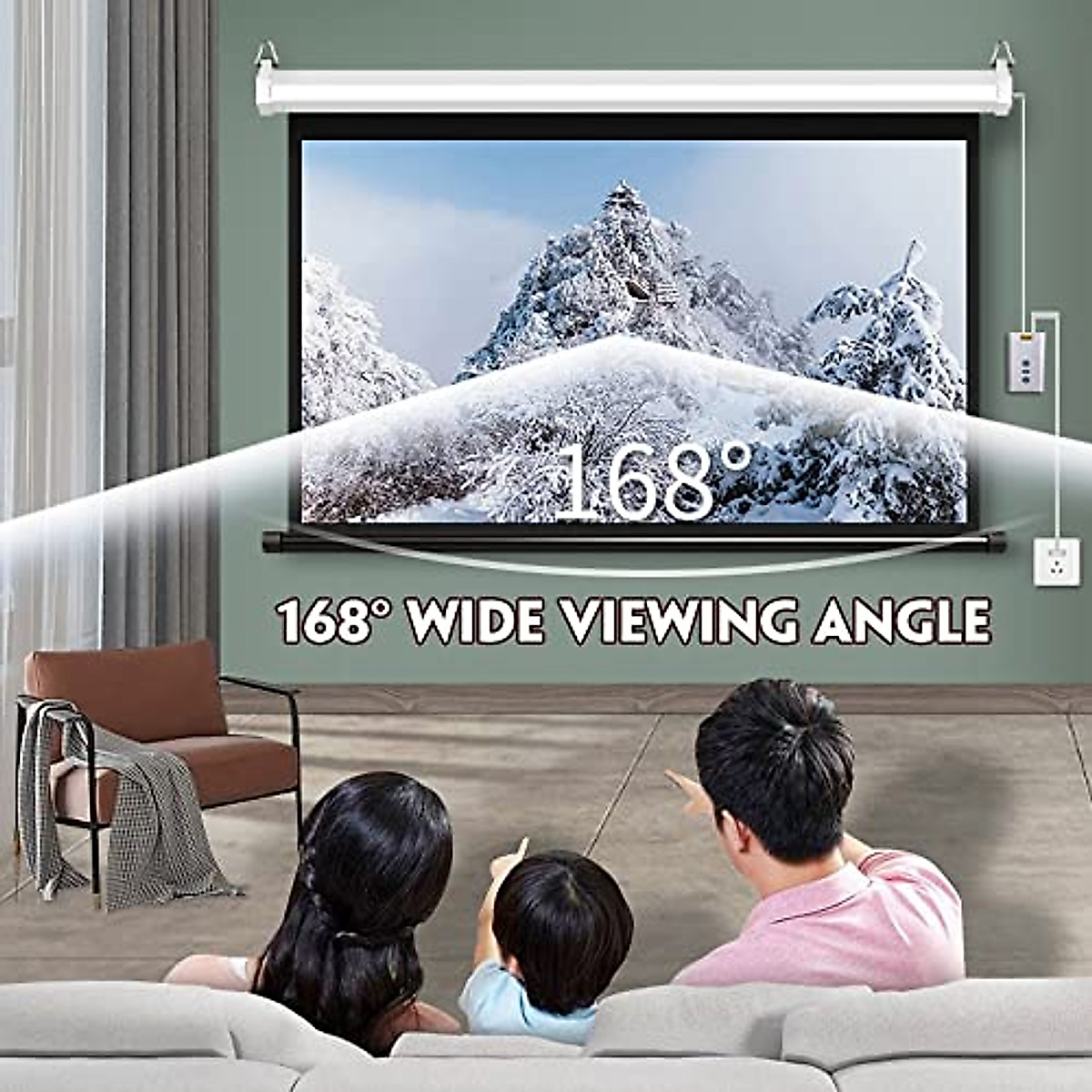 60 Inch Motorized Projector Screen, 4:3 16:9 3D 4K 1080P Electric Projection Screens, HD Movies Screen, Wall/Ceiling Mount, Easy to Clean (Size : Aspect Ratio 16:9)