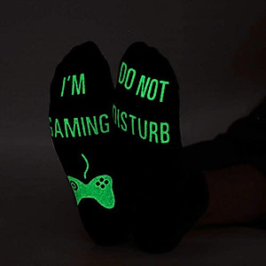 DKXZWL Do Not Disturb I'm Gaming Socks Novelty Socks Funny Christmas Stocking Stuffers Gifts for Kids Sons Boyfriends Husbands Dad Father
