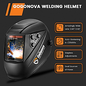 GoGonova 3.94”×3.82” Welding Helmet Auto Dark, Solar Powered Welding Hood, Auto Darkening Welding Helmet 4 Arc Sensor DIN 5-9/9-13 for MIG, TIG, ARC