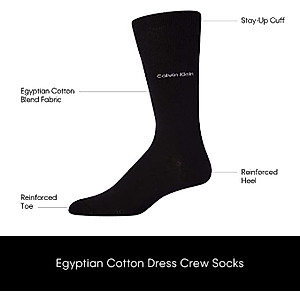 Calvin Klein Men's Socks - Luxury and Egyptian Cotton Blend Dress Socks (1 Pair), Size 7-12, Navy Stripes