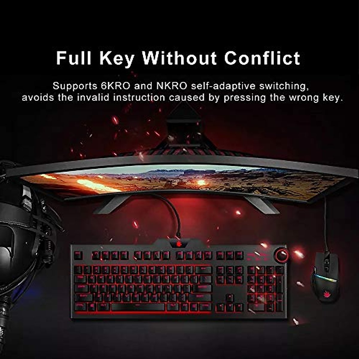 Gaming Keyboard Wired Gaming Mechanical Keyboard 104 Keys 15 RGB Backlight Cherry MX Switch 1000Hz Suitable For Office And Home Use Mechanical Gaming Keyboard ( Color : Black , Size : Red switch )