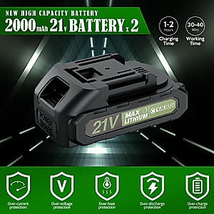 YAKHAN Mini Chainsaw 6-Inch with 2 Battery,Cordless Handheld Chainsaw with Security Lock for Tree Trimming Courtyard and Garden Wood Cutting,Portable Power display ChainSaw for Garden Maintenance