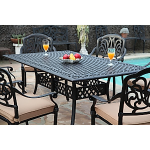 GrandPatioFurniture.com CBM Patio Elisabeth Collection Cast Aluminum 7 Piece Dining Set with A Rectangle Table 2 Swivel Rockers 4 Arm-Chairs SH226-2S4A cbm1290
