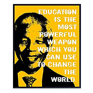 Nelson Mandela Poster, 8x10 - Classroom Decor - Inspirational Quotes Wall Art - Teacher Gifts - School Decorations - Motivational Wall Decor - Nelson Mandela Wall Art - Positive Quotes for Kids