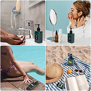 Segbeauty Refillable Soap Dispenser, 4 Pack 6.8oz Plastic Square Press Pump Bottles, 200ml Empty Travel Containers Lotion Cosmetic Bottle Set for Hand Wash Shampoo Conditioner Shower Gel Essential Oil