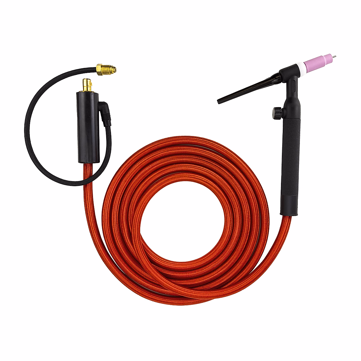 26FV Series - 200 Amp - Air Cooled - Flexible Head TIG Torch with Valve - 25 feet 1-Piece SÜA®Flex Cable - Dinse 35-70 Connector