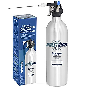 FIRSTINFO A1638L Patented Max. Pressure 140psi / 1000ml Thickened Aluminum Canister Refillable High Pressure Aerosol Spray Can/Pneumatic Compressed Air Sprayer