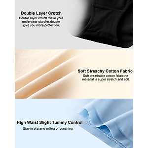 Annenmy High Waisted Ladies Underwear Women's Cotton Panties Full Coverage Briefs Postpartum Stretch Ladies Panties 6 Pack L Multicolor