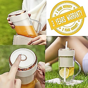 Gritin mini blender,Portable Blender, Juicer with 10-Second Ice-Crushing Power, 12 Blades, Blender for Shakes and Smoothies,22 oz Easy-to-Clean Personal Blender with Charger, Straw, Golden Yellow