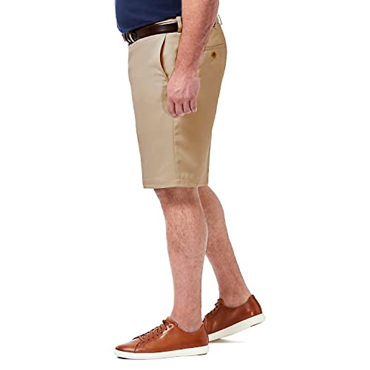 Haggar Mens Cool 18 Pro Straight Fit 4-way Stretch Expandable Waist With Big & Tall Sizes Flat Front Shorts, Khaki Classic, 40 US