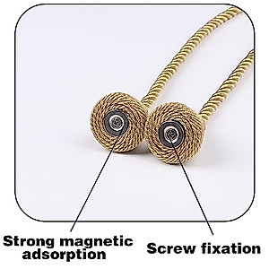 Groleca 4 Pack Magnetic Curtain Tiebacks Curtain Holdbacks Curtain Ties Curtain Pull Backs Modern Rope Tiebacks Drapery Holdbacks Tie Backs for Curtains (Gold,Cone-4 PCS)
